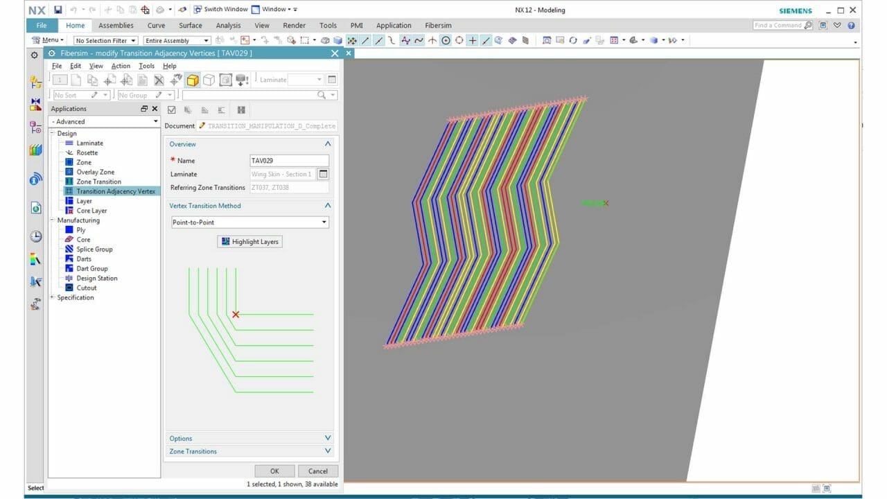Fibersim, composite part design optimization - Maya HTT