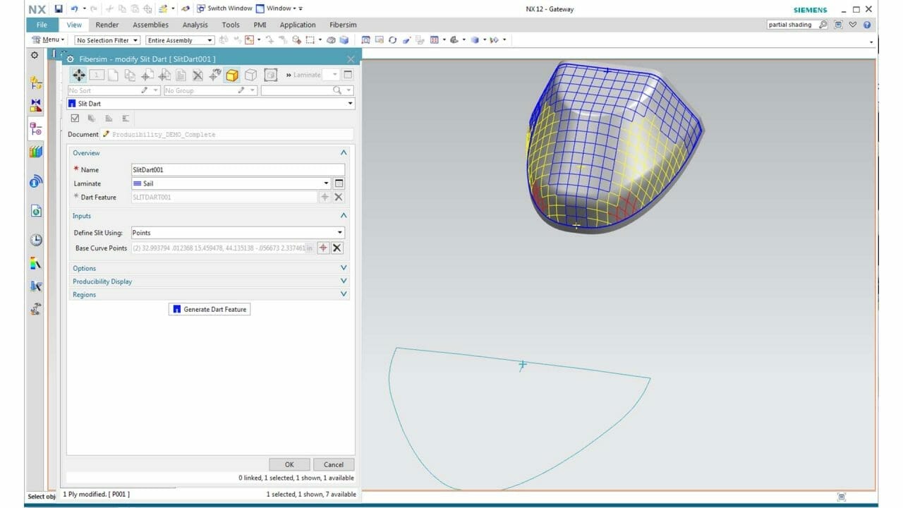 Fibersim, composite part design optimization - Maya HTT
