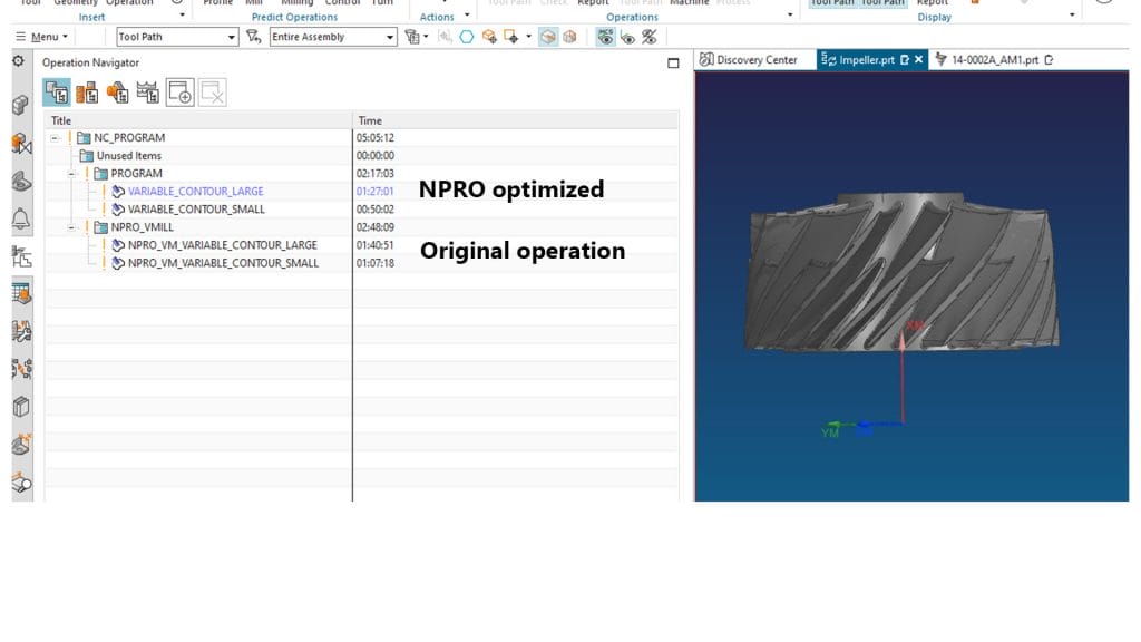 MAL NPRO simulation plugin for NX to optimize NC machining